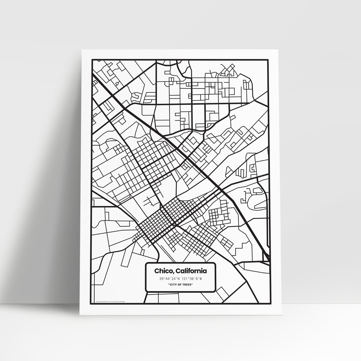 Chico Map Minimal Poster Print – Upper Park