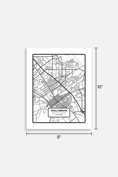 Chico Map Minimal Poster Print – Upper Park